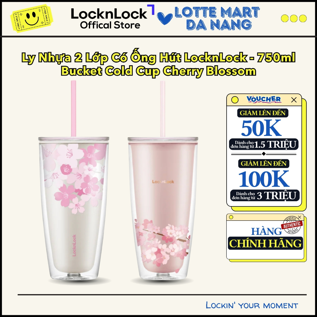 Ly Nước Nhựa Hai Lớp LocknLock Double Wall Cold Cup Cherry Blossom 750ml-LocknLock LotteMart Da ...
