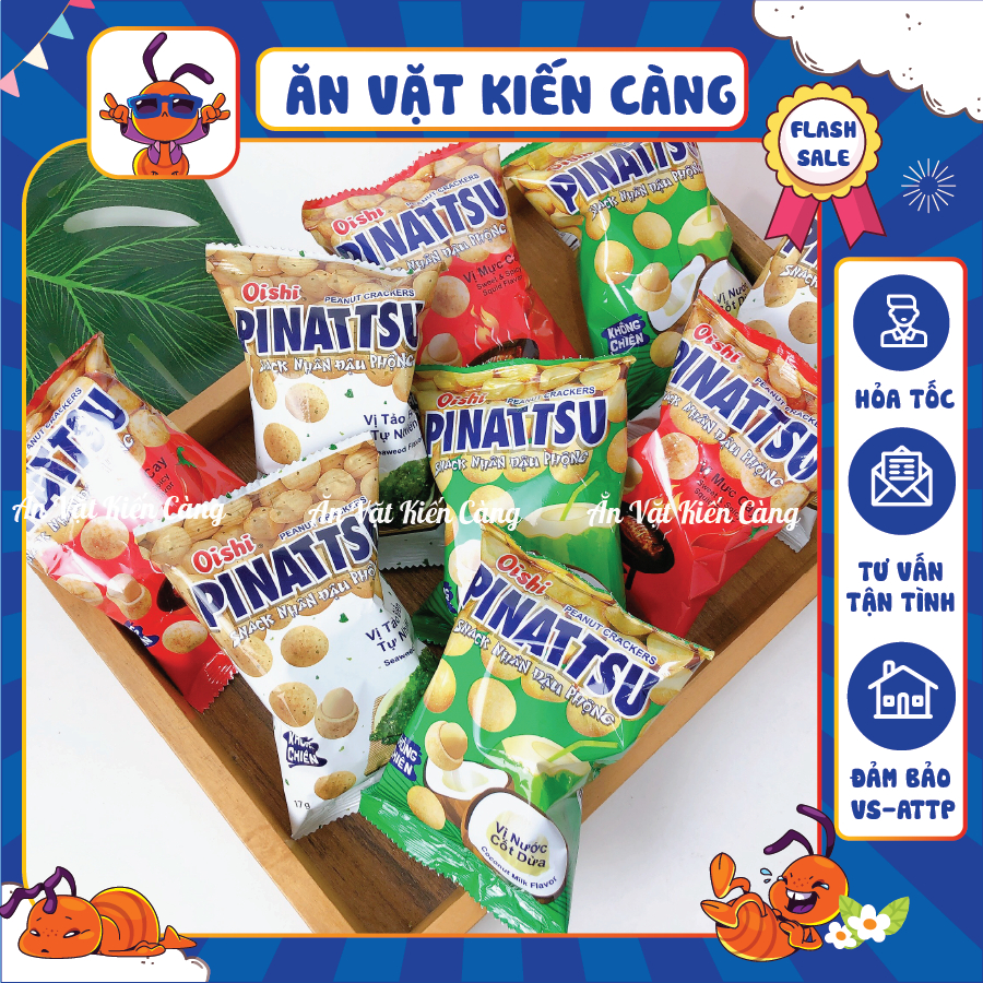 Snack nhân Đậu Phộng Pinatsu Oishi 3 Vị Cốt Dừa, Mực Cay,Tảo biển (gói ...