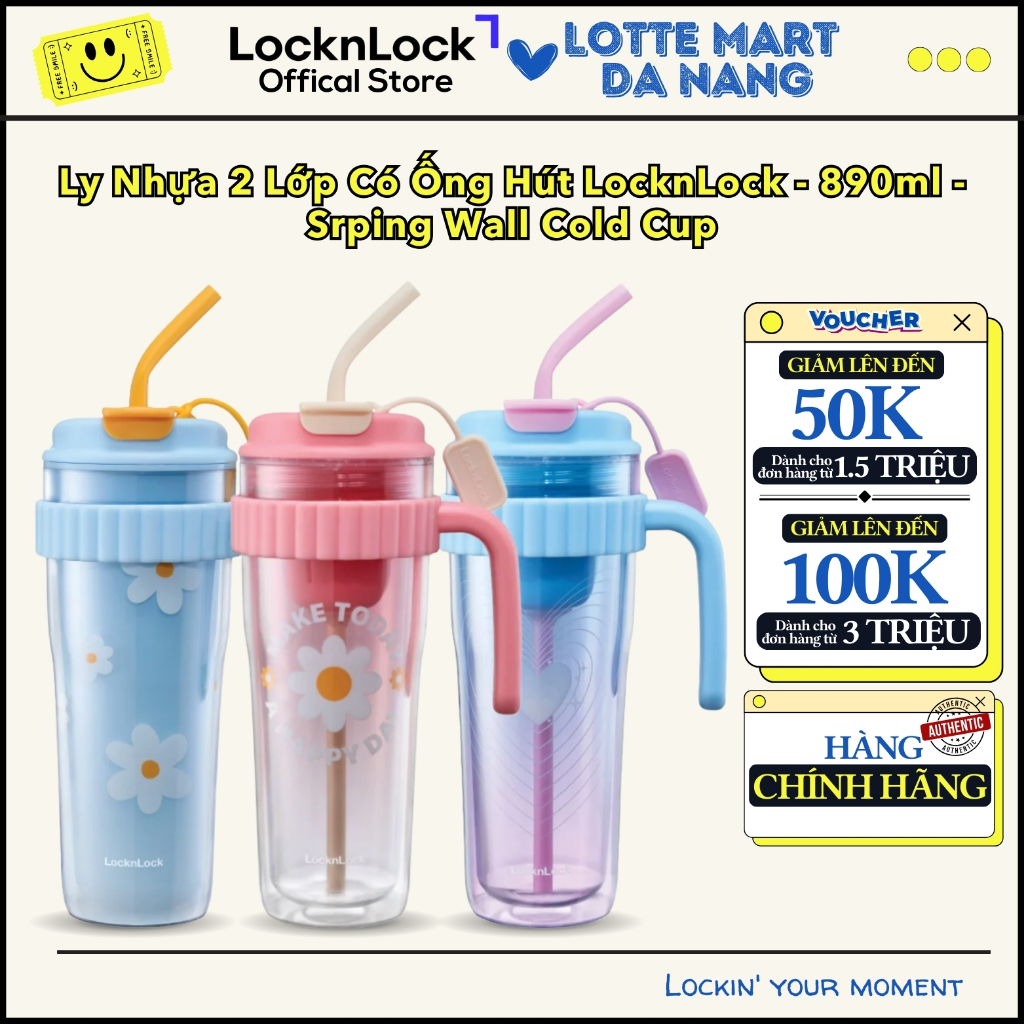 Ly Nước Nhựa 2 Lớp LocknLock Kèm Ống Hút Spring Double Wall Cold Cup ...