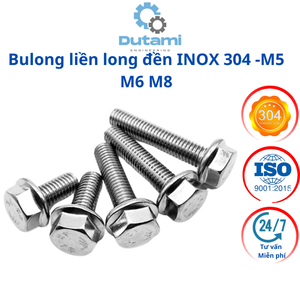 Bulong liền long đền INOX 304 -M5 M6 M8 | Shopee Việt Nam