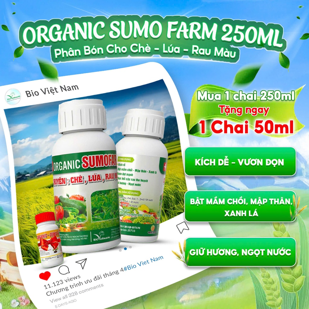 Phân bón hữu cơ Organic Sumo Farm Siêu Rau màu - Chuyên dùng cho các ...
