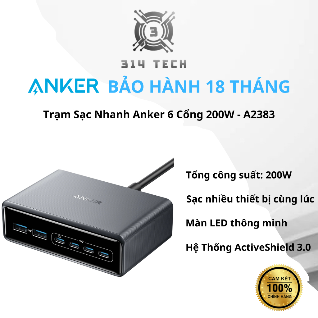 [Hàng Công Ty Bản Quốc Tế] Trạm Sạc Nhanh Anker Prime 6 Cổng 200W ...
