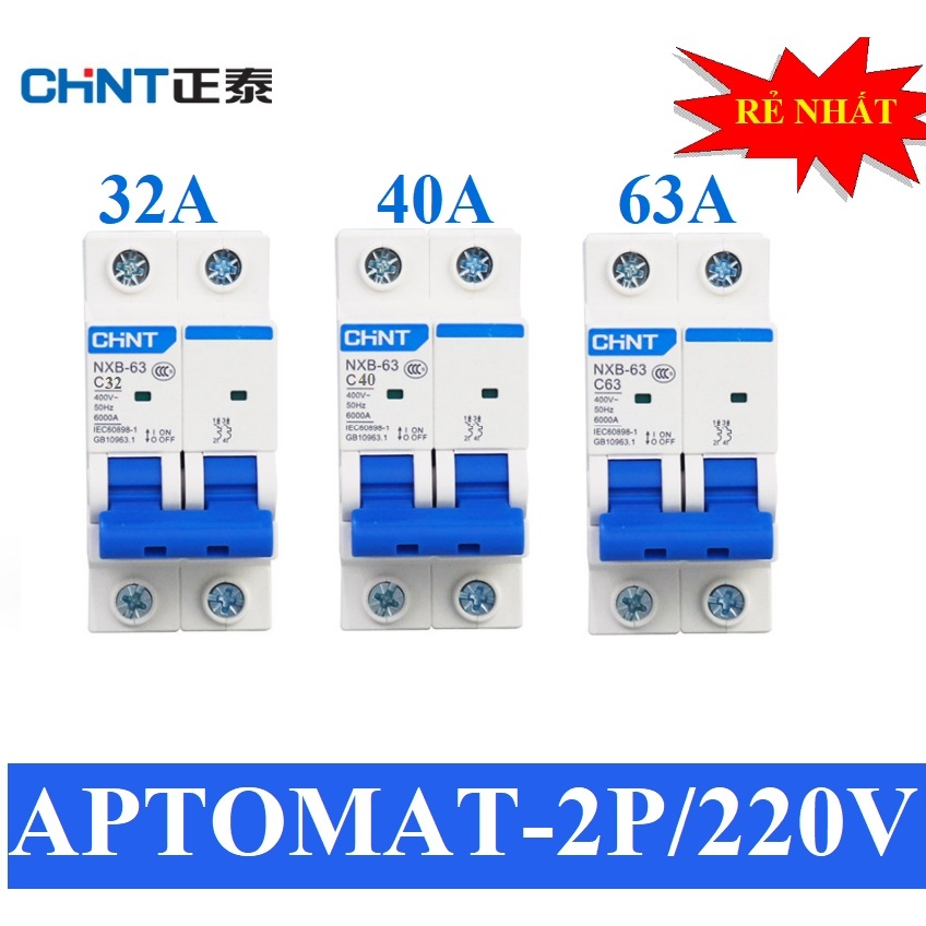 Át 2P 63A 220V CHINT NHẬP KHẨU CHÍNH HÃNG aptomat chint át cài ray Aptomat mcb 2p chint | Shopee ...