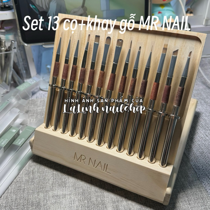 [HÀNG SẴN TPHCM] Set 13 cọ+khay gỗ MR NAIL laLinh | Shopee Việt Nam