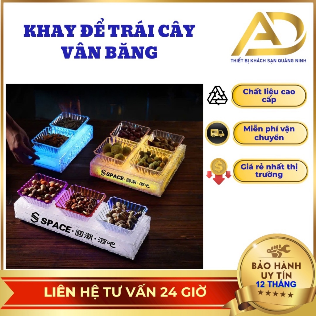 Khay đựng trái cây mẫu vân băng có đèn LED đổi mầu phù hợp với quầy BAR ...