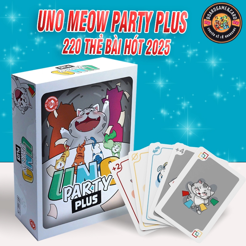 UNO MEOW PARTY PLUS 220 Lá bài chất liệu giấy cứng TOPBOARDGAME ...