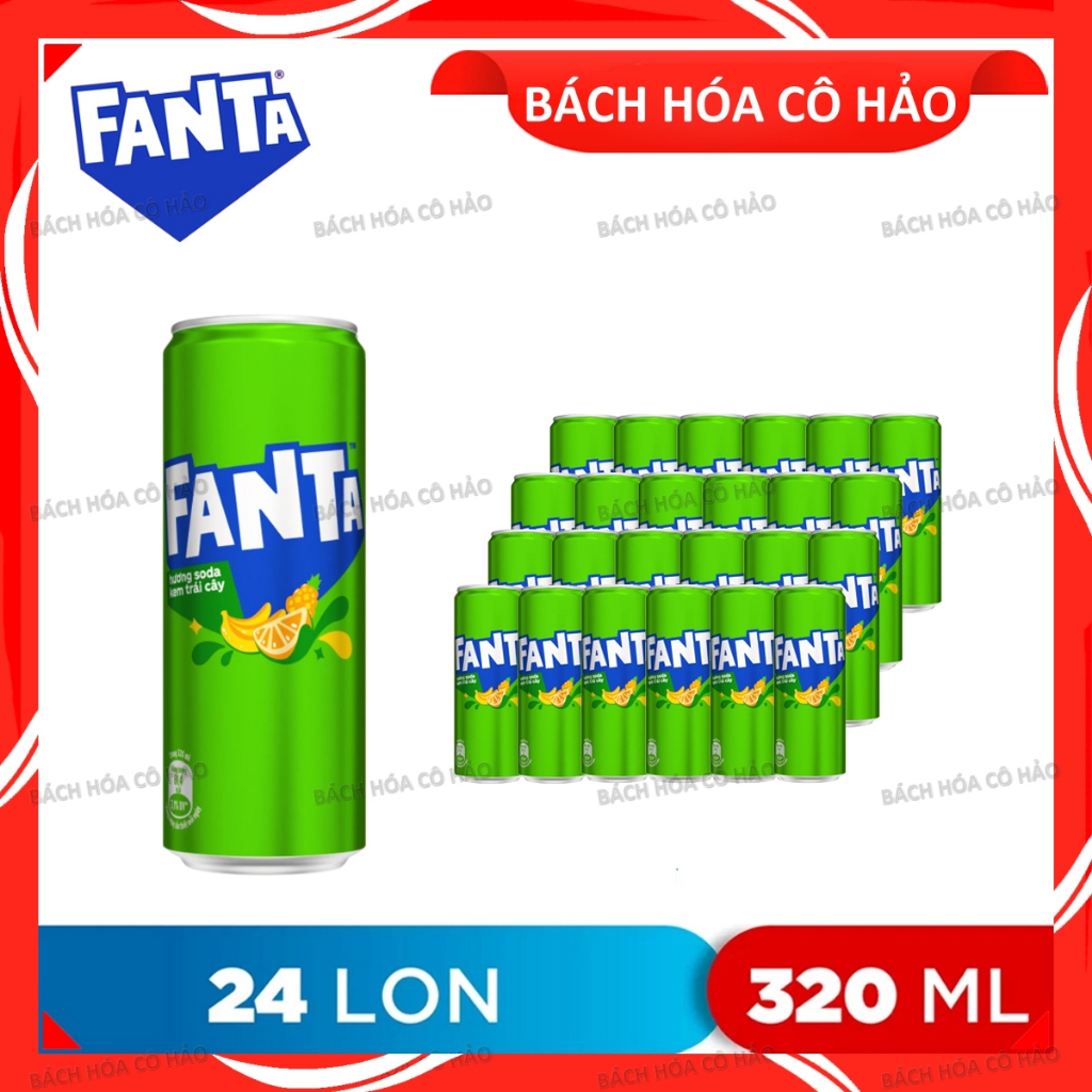 THÙNG 24 LON NƯỚC GIẢI KHÁT HƯƠNG SODA KEM TRÁI CÂY FANTA 320ML ...