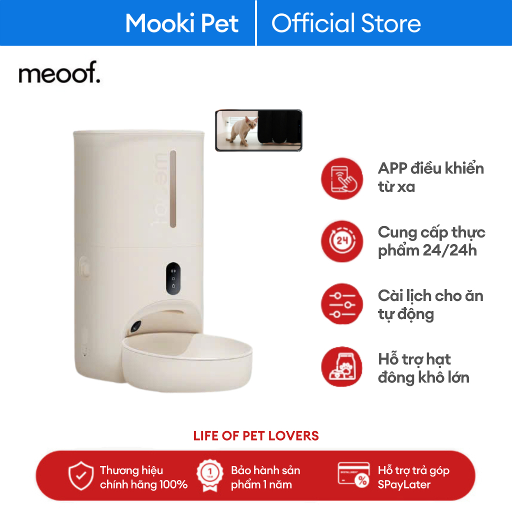 Máy nhả hạt tự động Camera AI thông minh Meoof dành cho thú cưng Mooki ...