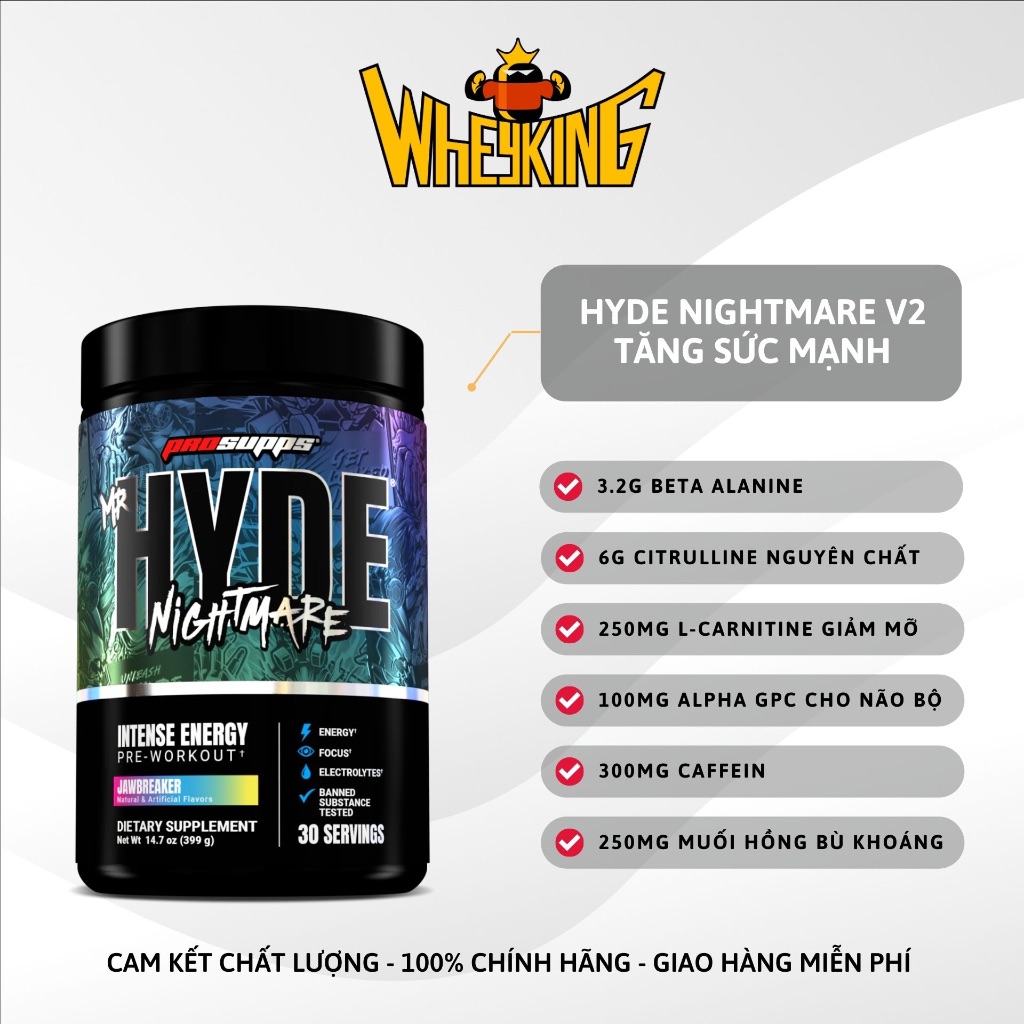 Hyde Nightmare V2 pre workout tăng sức mạnh, sức bền, phục hồi cơ hoàn ...