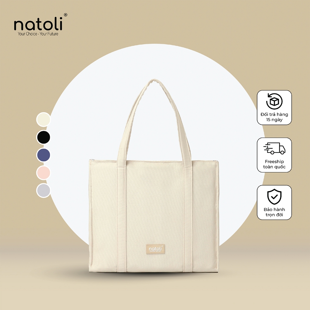 Túi tote nữ có khóa kéo Thương hiệu NATOLI, đựng laptop, đeo vai cao ...