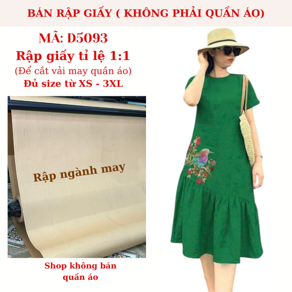 RẬP GIẤY ĐẦM MÃ D5093 ( KHÔNG CẮT SẴN ) | Shopee Việt Nam