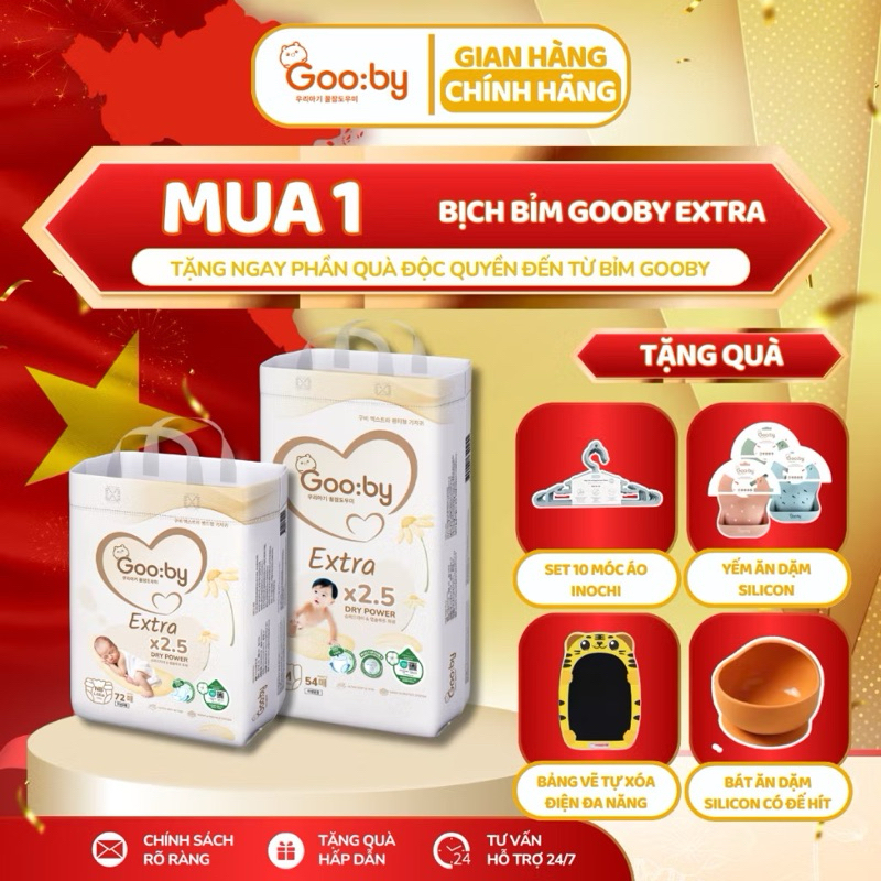 (QUÀ MỚI)Bỉm Gooby Extra (ngày) siêu mềm mại cho bé đủ size Nb68 S54 ...