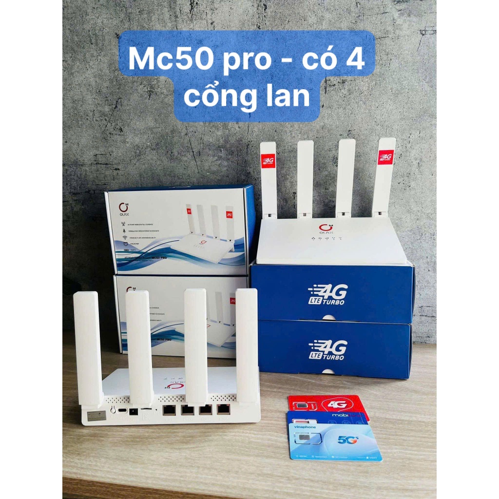 Bộ phát wifi lắp sim 4G cao cấp olax MC50 Pro 4 cổng LAN dùng cho gia đình , phòng trọ và trên ô ...