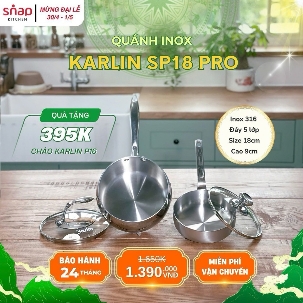 Quánh Karlin Chống Dính Tự Nhiên – Đáy 5 Lớp – Đường Kính 18 Cm – Nấu ...