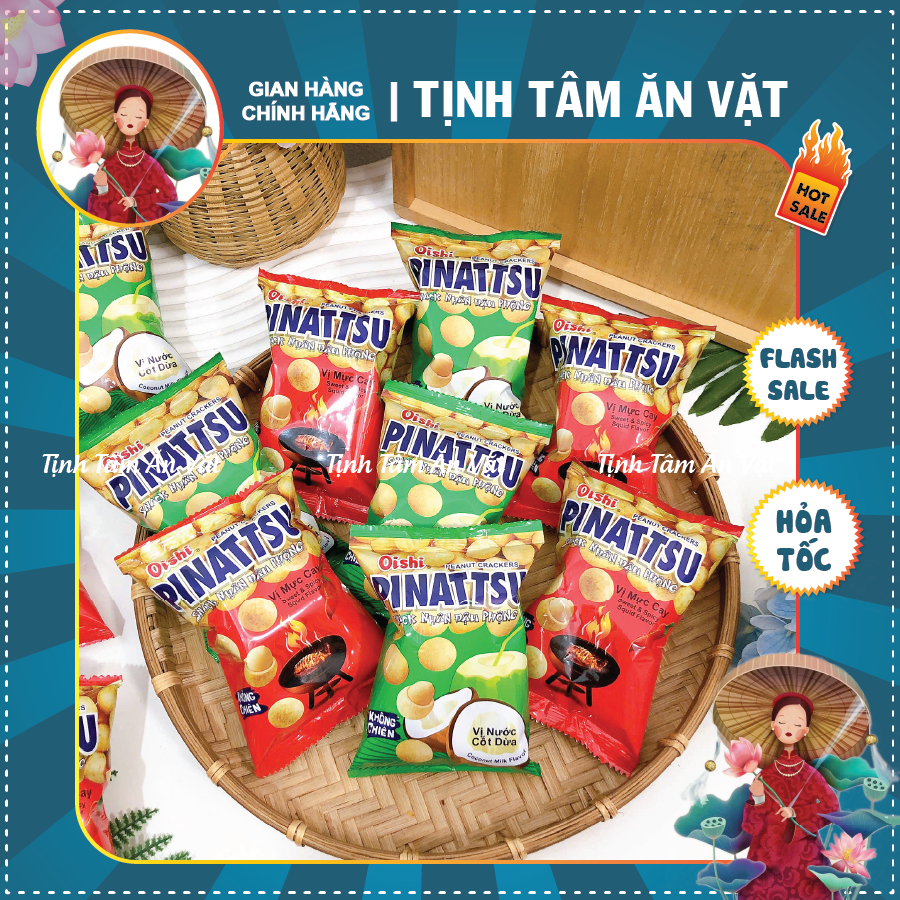 Snack Đậu Phộng Pinatsu Oishi 3 Vị Cốt Dừa, Mực Cay, Tảo biển (gói 13g ...