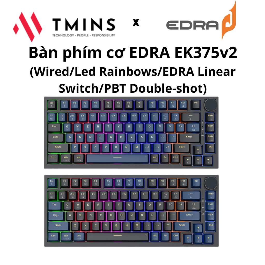 Bàn phím cơ EDRA EK375v2 (Wired/Led Rainbows/EDRA Linear Switch/PBT ...