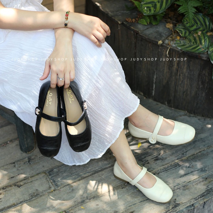 Giày Búp Bê- Giày Bệt OST Vá Mũi Quai Ngang 1p Khuy C QCCC | Shopee ...