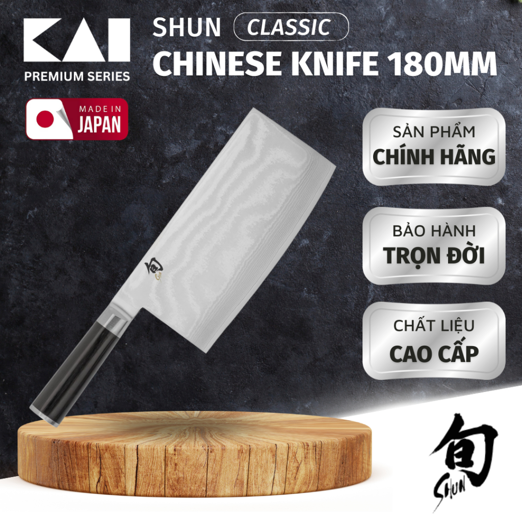 Dao KAI Nhật SHUN CLASSIC CHINESE CLEAVER 7" dao thái rau củ bản rộng ...