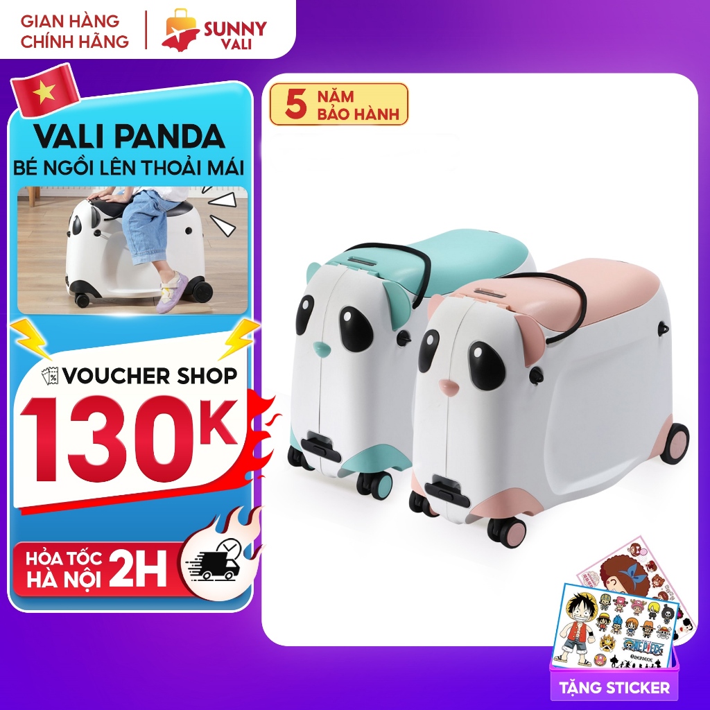Vali cho bé SUNNY PANDA-PA01 tích hợp ghế ngồi - xe kéo cute, chịu lực ...