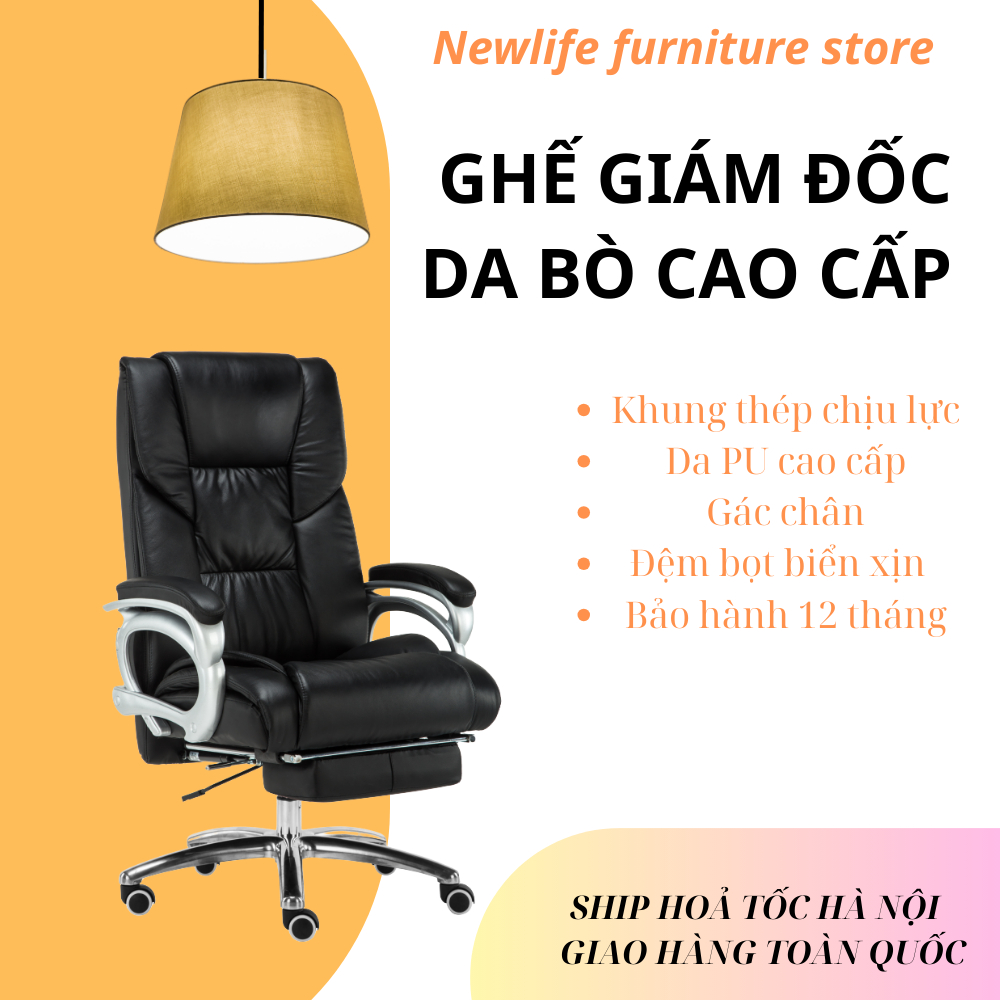 Ghế giám đốc bọc da nano cao cấp đệm bọt biển chống lún,khung thép,xoay 360- ghế xoay văn phòng ...