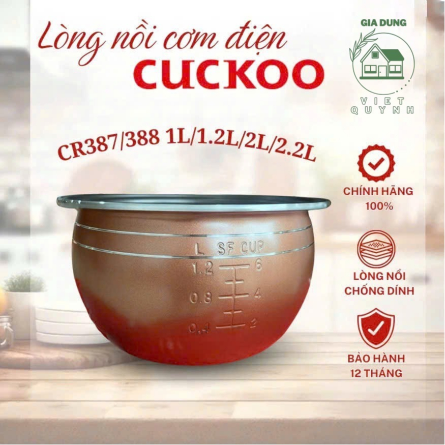 Lòng nồi Cơm Điện Chống Dính Cuckoo Cr387/388,Lõi Thay Thế Nồi Cơm Hợp Kim Nhôm CAO CẤP 1L 1.2L ...