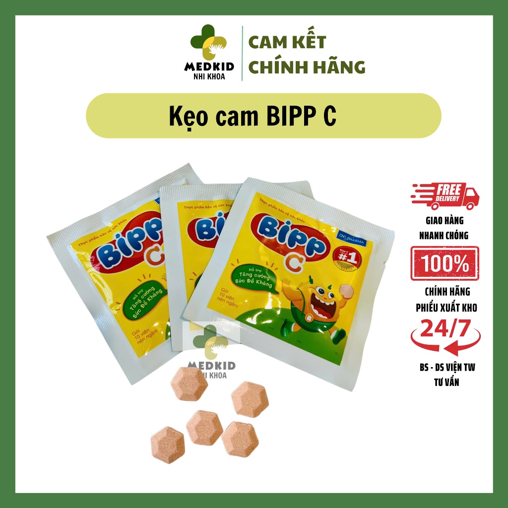 Viên ngậm BIPP C vị cam - Bổ sung Vitamin C, tăng đề kháng cho bé ( Gói ...