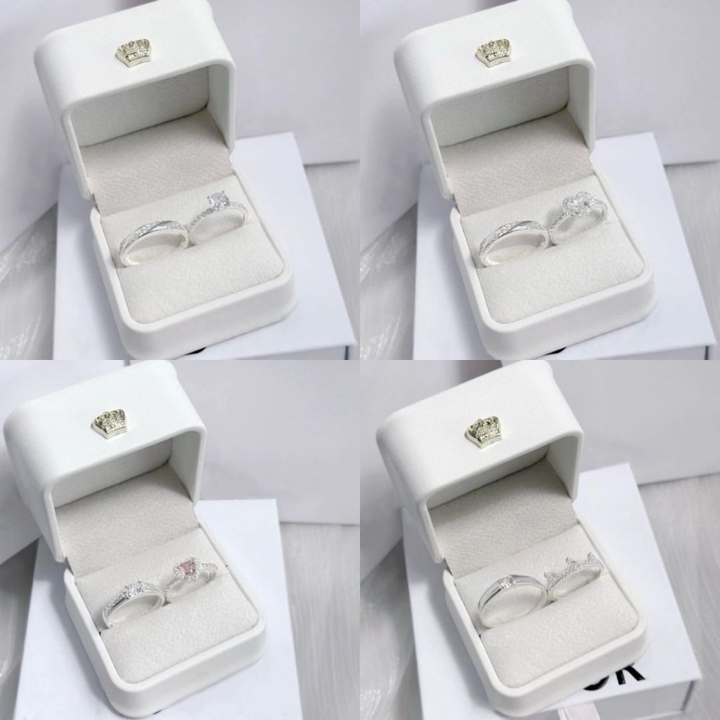 Nhẫn đôi bạc LAURA JEWELRY fullbox da Nhẫn bạc đôi nam nữ đính đá bạc ...