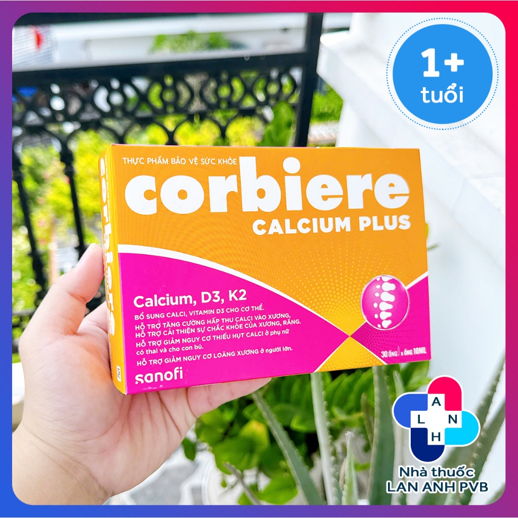 CORBIERE CALCIUM PLUS - Canxi ống giúp bổ sung canxi hữu cơ, vitamin D3, vitamin K2 cho thể ...
