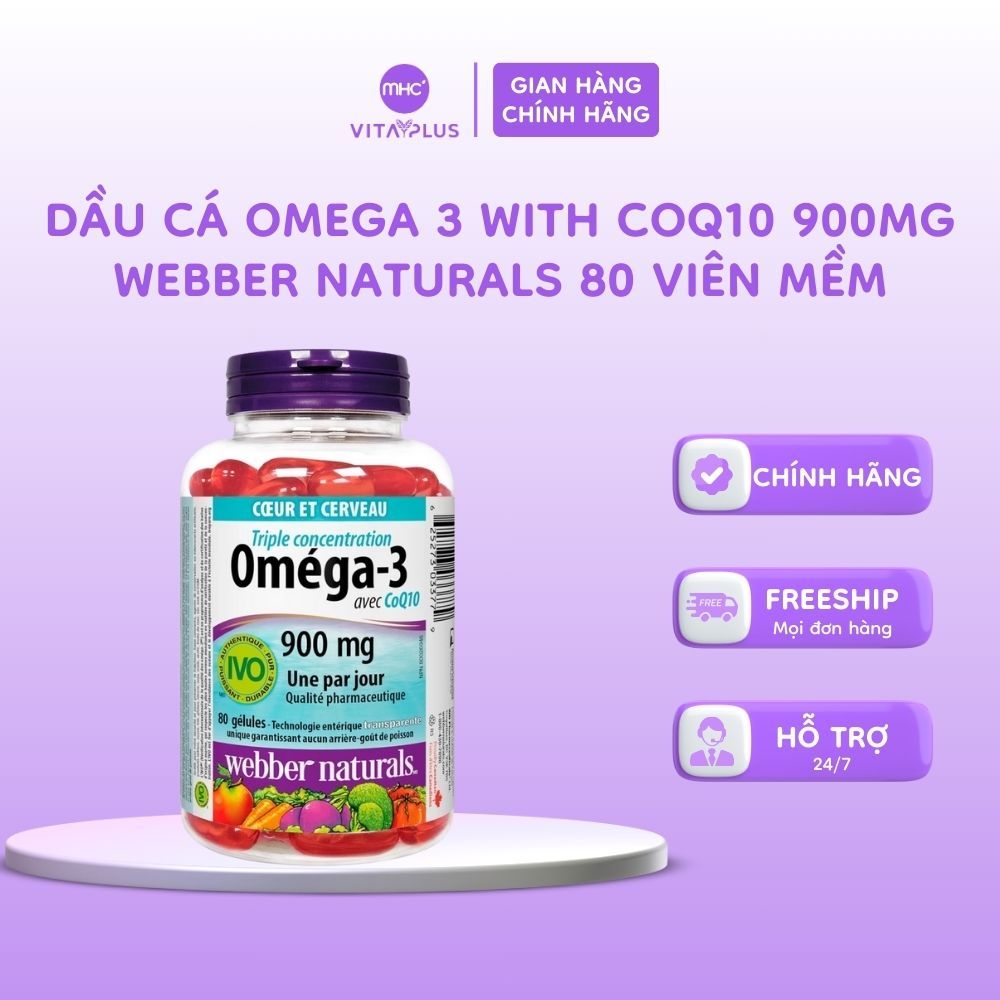Viên uống Omega-3 + CoQ10 H/80v WEBBER NATURALS hỗ trợ tim mạch, giảm ...
