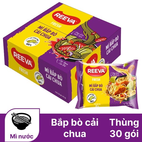 Thùng 30 gói mì Reeva vị Bắp bò cải chua 85g | Shopee Việt Nam