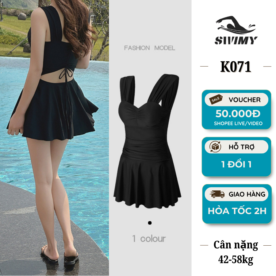 [K071] Đồ bơi nữ dáng xòe, chất liệu cao cấp, thiết kế khoét lưng quyến rũ, váy bơi nữ mùa hè ...