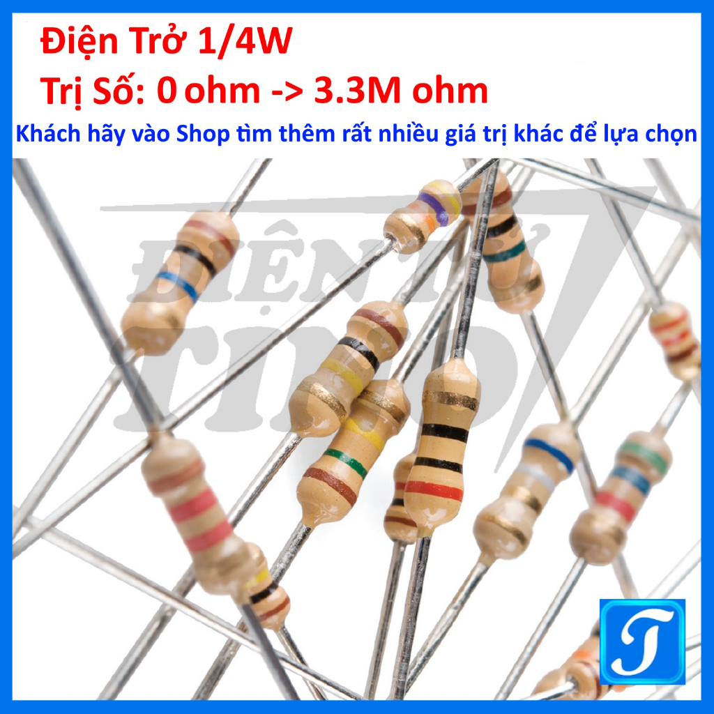 [Combo 50] Điện Trở 5 Vòng Màu 1/4W Sai Số 1%, 4 Vòng Màu Sai Số 5% Từ ...