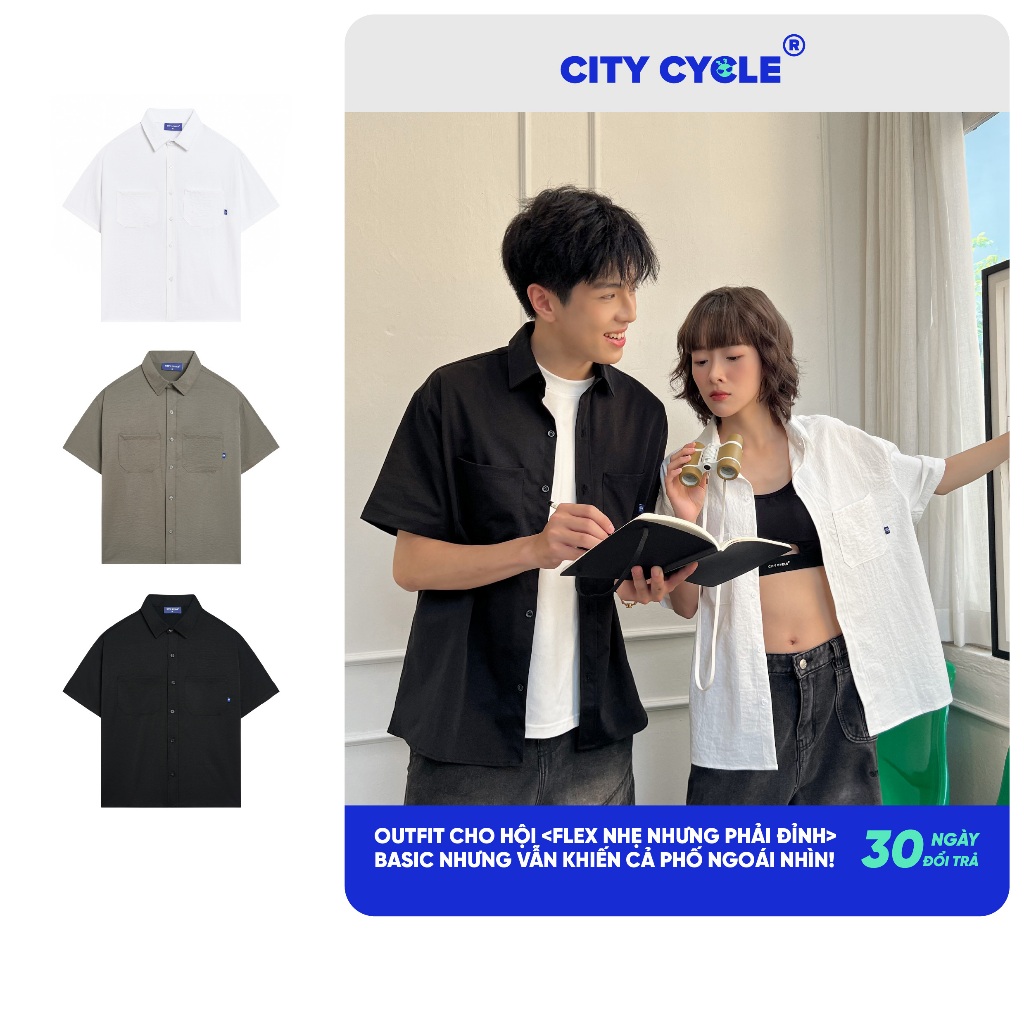 Áo sơ mi ngắn tay nam nữ boxy Local Brand Chính Hãng City Cycle Áo sơ mi Simple Flex | Shopee ...