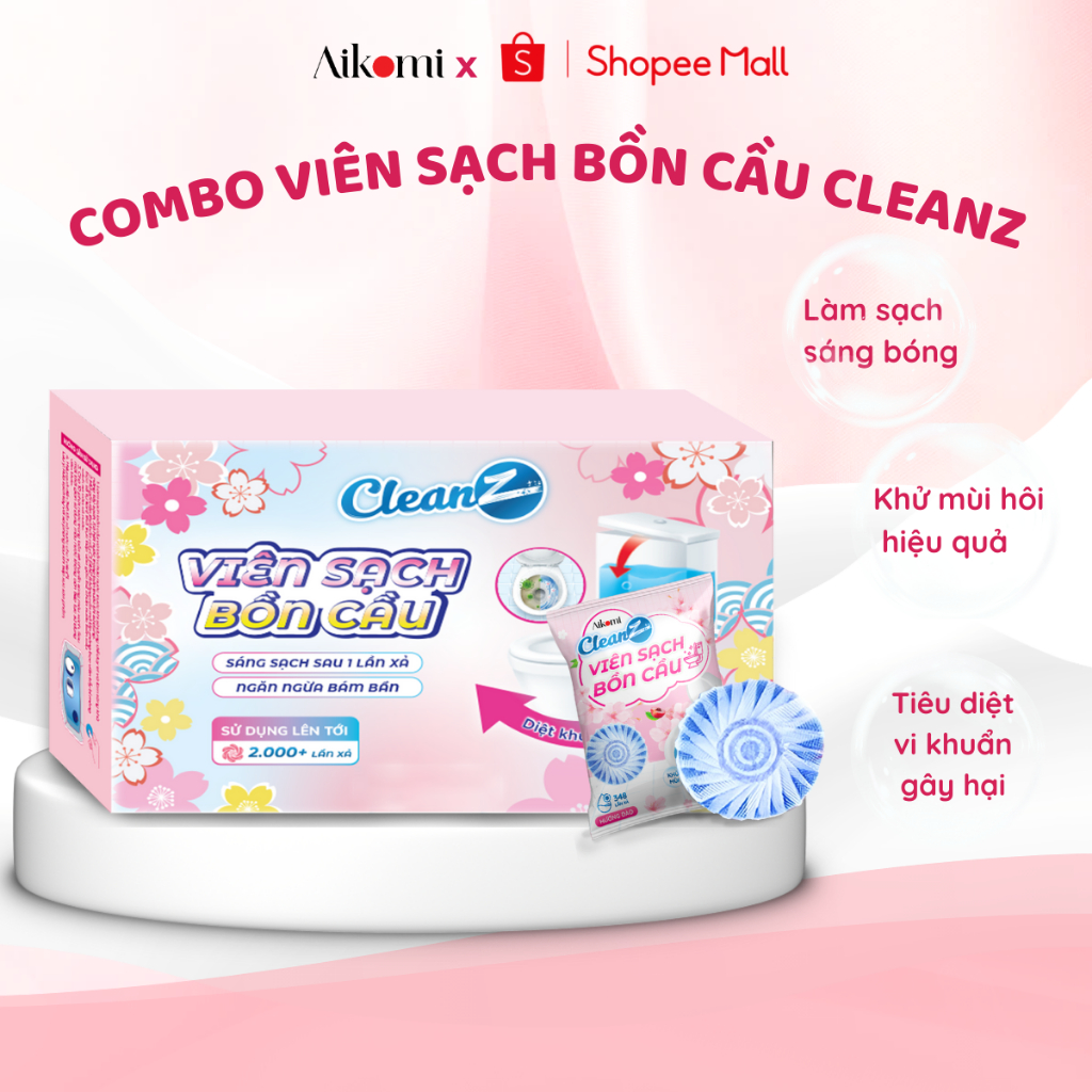 Combo Viên sạch bồn cầu CleanZ chai thả bồn cầu sạch khuẩn tẩy sạch mảng bám khử mùi diệt vi ...