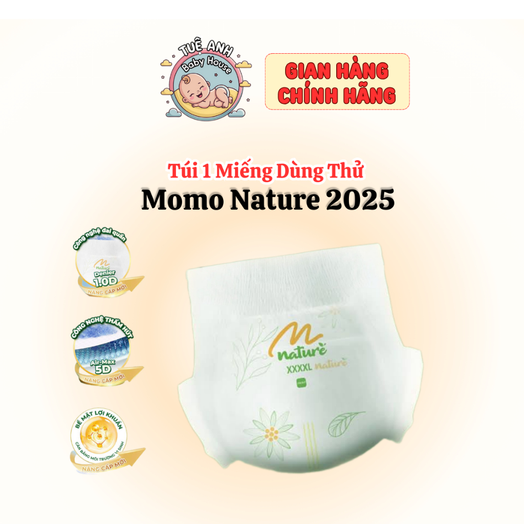 [Túi 1 Miếng Dùng Thử] Tã/Bỉm Momo Nature Mẫu Mới 2025 Siêu Mỏng Và ...