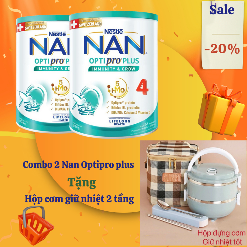 Sữa Nan 4 Optipro PLUS 800g,(Date xa 12/2025) Combo 2 hộp tặng hộp cơm giữ nhiệt 2 tầng | Shopee ...