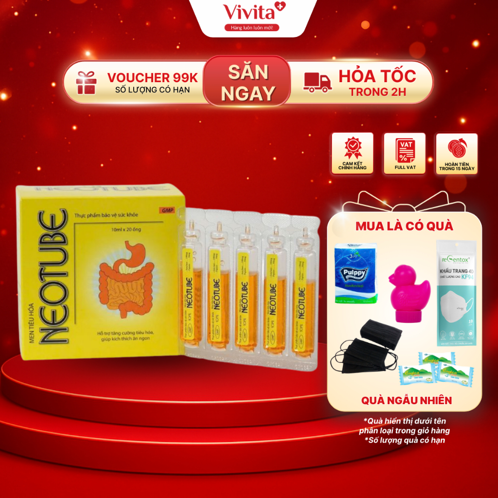 Men Tiêu Hóa Neotube 10ml Hỗ trợ giảm đầy bụng, khó tiêu, chướng bụng ...