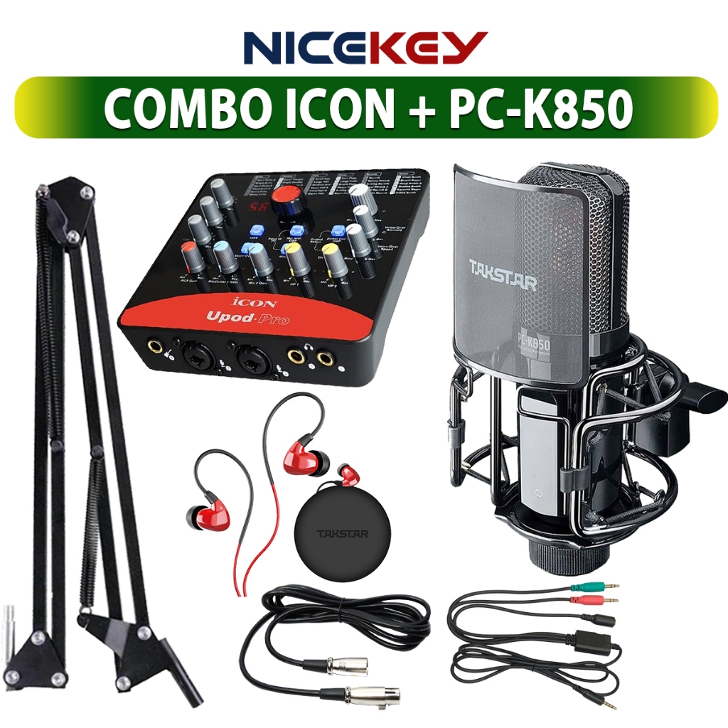 Combo Livestream Thu Âm TAKSTAR Mic PC K850, Soundcard Icon Upod Pro ...