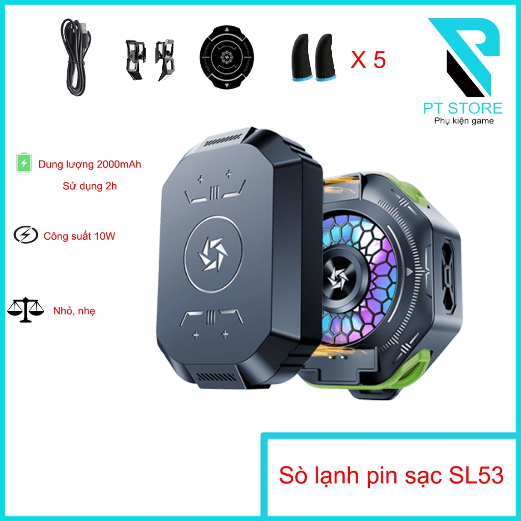 Quạt Sò Lạnh Pin Sạc SL53 - Dung lượng 2000Mah - Sử dụng 2 tiếng - Công ...