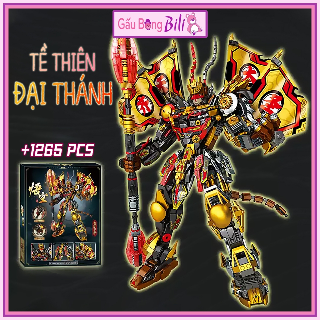 Đồ chơi lắp ráp,robot biến hình Black Wukong và Nezha 6 tay size đại mã ...