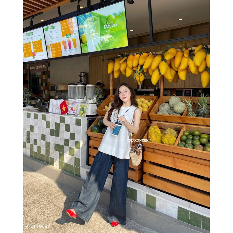 Áo Kiểu Jean WM sn Dài Hở Lưng XONXEN SHOP Mã 9701 | Shopee Việt Nam