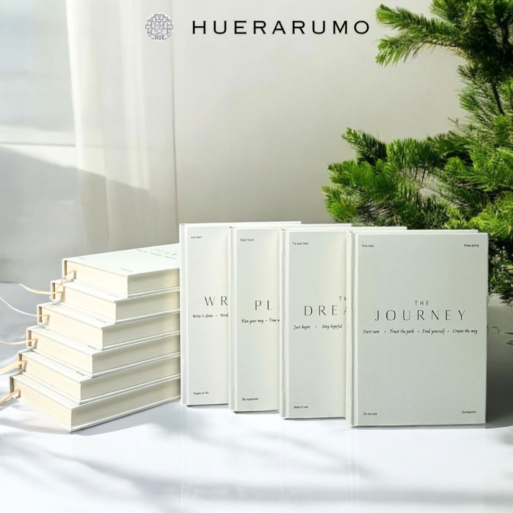 Sổ ghi chép A5 bìa cứng 300TR HUERARUMO – Giấy dày 100gsm, Ruột caro/dot girl/kẻ ngang, ghi chú ...