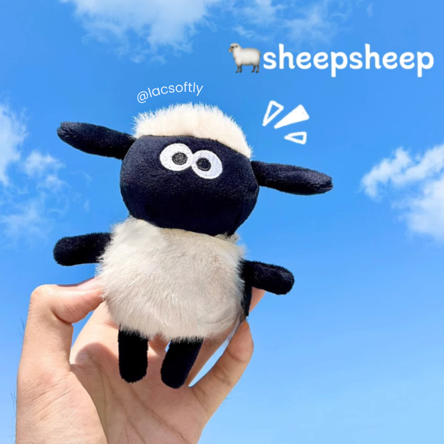 Móc khoá Cừu ngố mắt to lông mượt, gấu bông Shaun the Sheep 12cm treo ...