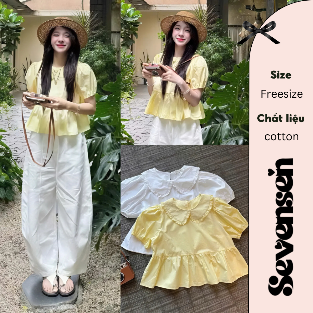 Áo Babydoll Cổ Sen Xòe Tay Phồng BORA TOP Style Đáng Iu Ngọt Ngào Sevensen- Bbd2601 | Shopee ...