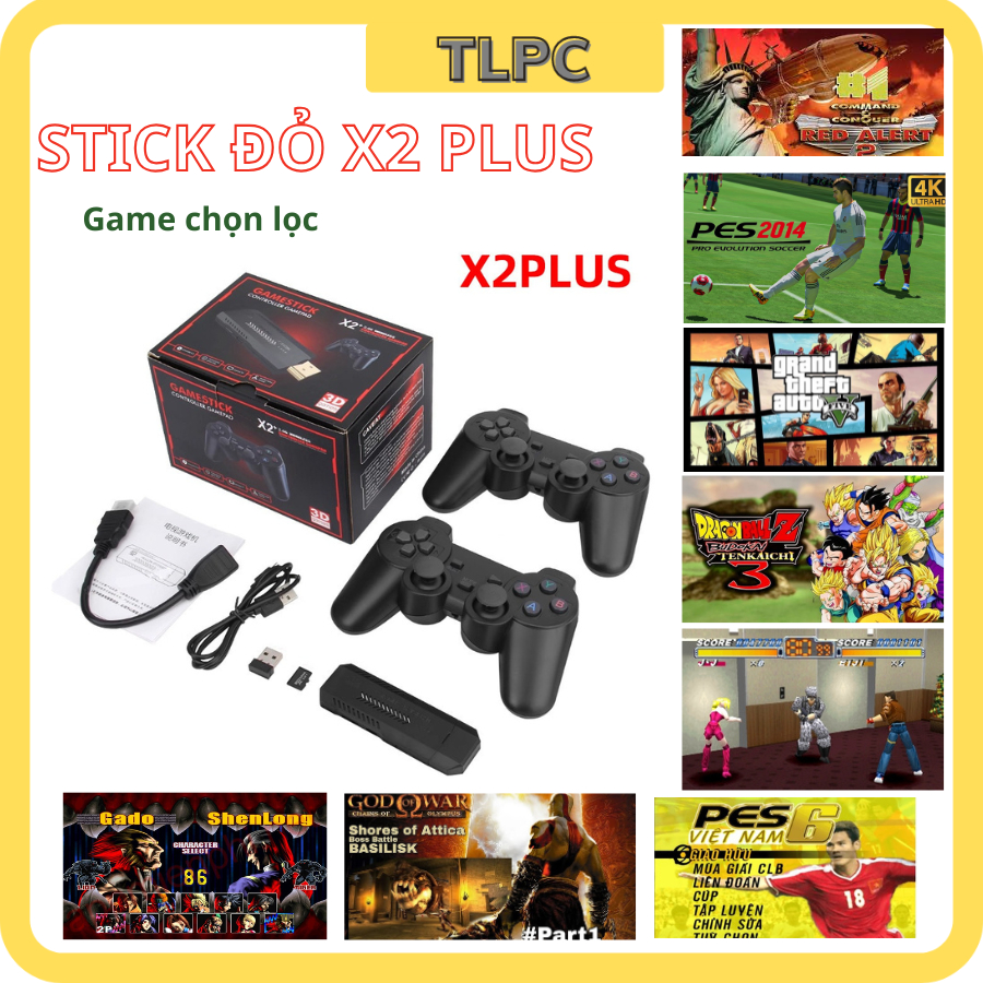 Máy Chơi Game Cầm Tay Stick Đỏ 3D 64gb X2 PLUS Kết Nối Tivi HDIM 40000 ...