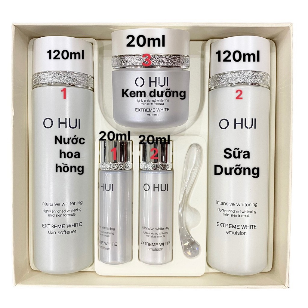 [5 sản phẩm] Sét dưỡng trắng da mờ thâm nám tàn nhang Ohui Extreme white full | Shopee Việt Nam