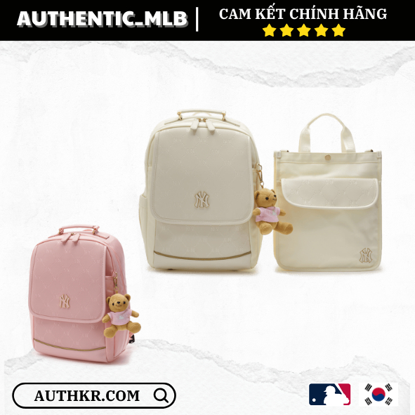 [Auth] Set 3 món MLB balo kids- túi tote- gấu bông dia mono Logo NY ...