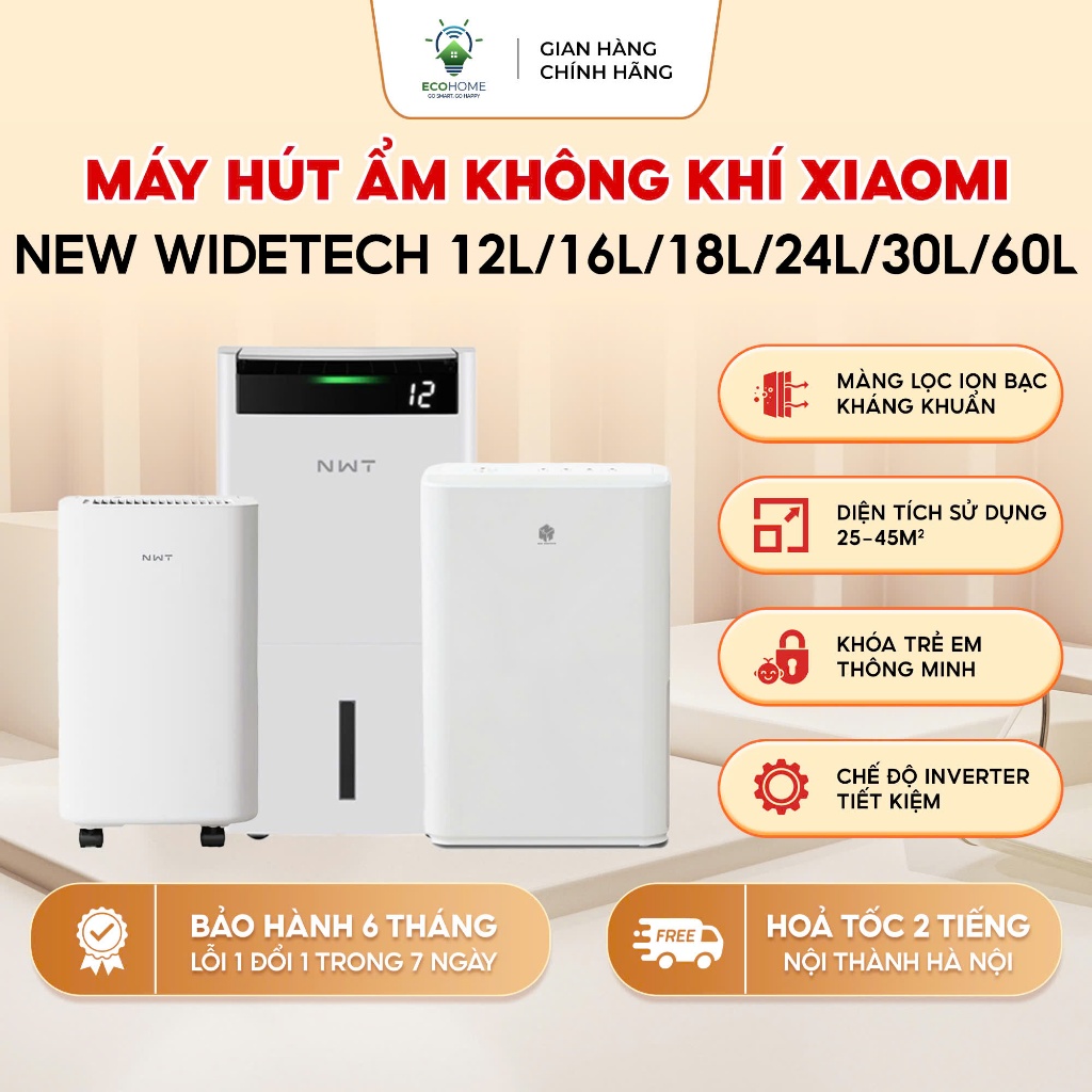 Máy Hút Ẩm Không Khí Thông Minh New Widetech 12L, 18L, 24L, 30L, 60L Giám Sát Độ Ẩm - Bảo hành 6 ...