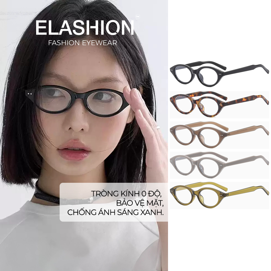 Gọng kính ELASHION, Kính mắt đen gọng bo tròn, chống ánh sáng xanh - E209 | Shopee Việt Nam