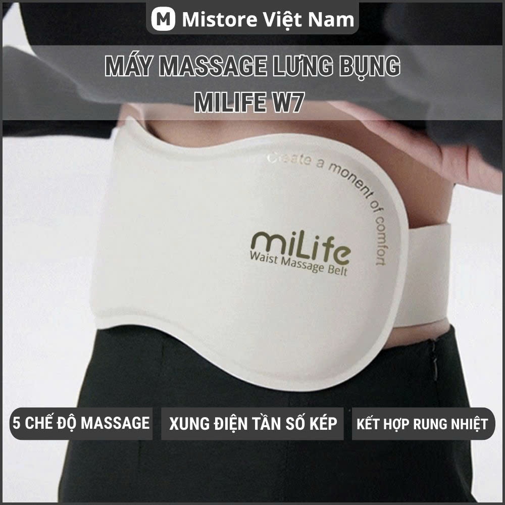 Máy massage lưng bụng miLife W7 xung điện EMS + massage rung + nén nóng | Shopee Việt Nam